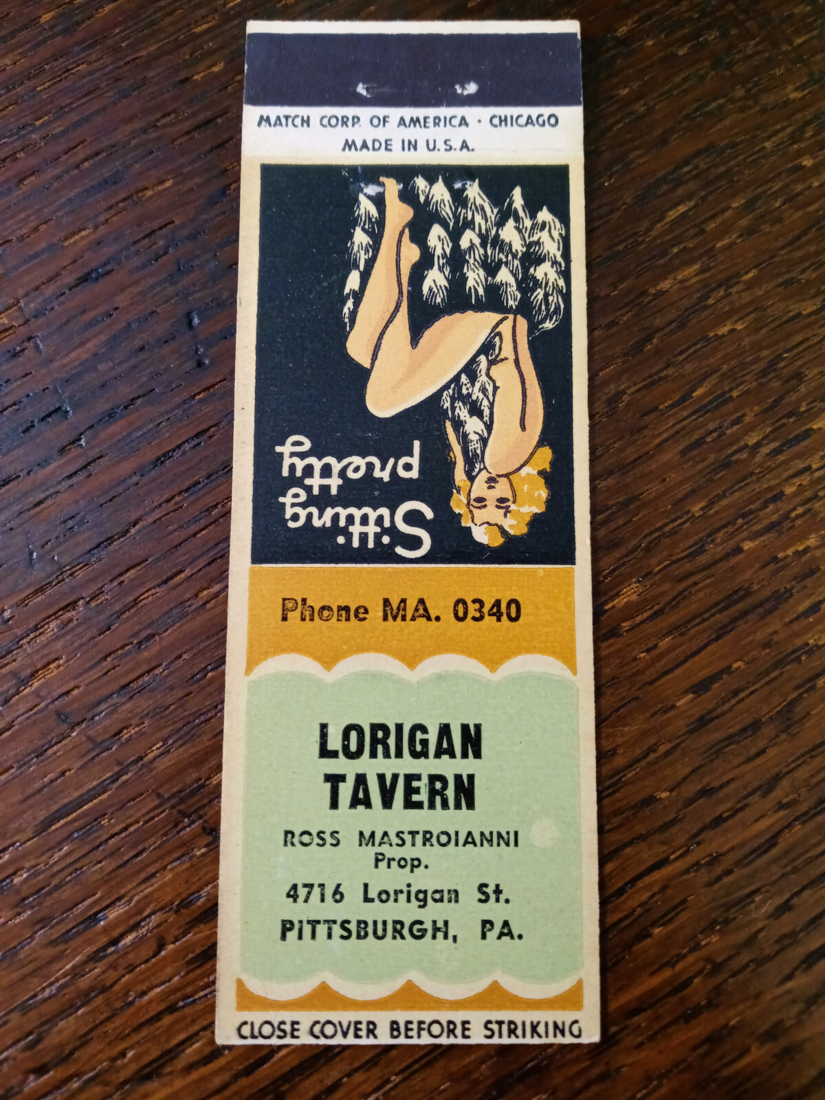 Vintage Matchbook: Lorigan Tavern, Pittsburgh, PA | eBay