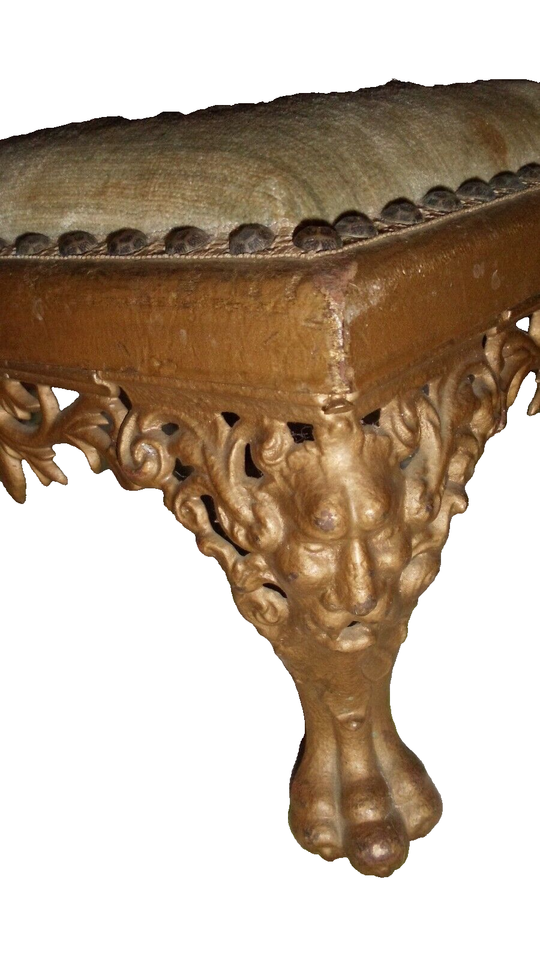 Antique Footstool NORTH WIND FACE Cast Iron Foot rest Ornate Victorian ...