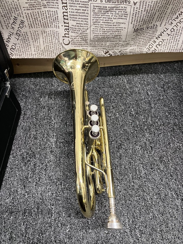 GOLDEN JUPITER JCR-520M CORNET W/HARD CASE & SILVER TONE 7C MOUTHPIECE ...