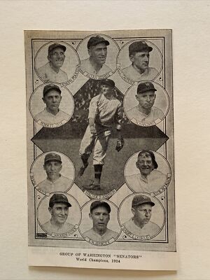 Washington Senators Walter Johnson Curly Ogden 1924 Baseball Team 4X6 ...