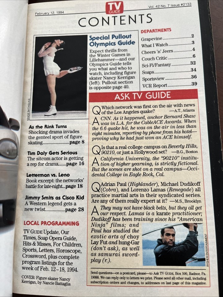 Tv Guide Feb 12-18 1994 Winter Olympics Viewer Guide Nancy Kerrigan ...