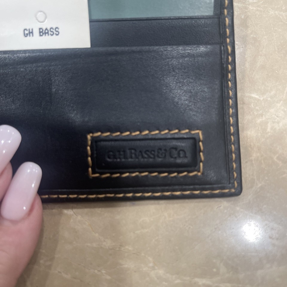 GH Bass Black Leather Wallet With Removable ID Case | eBay