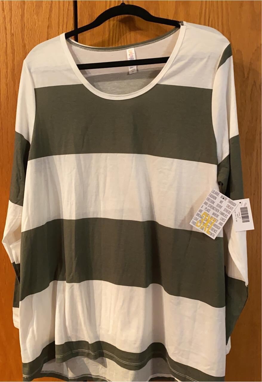 3XL LuLaRoe Women's Lynnae Top Hunter Green W/White Fat Stripes Long ...