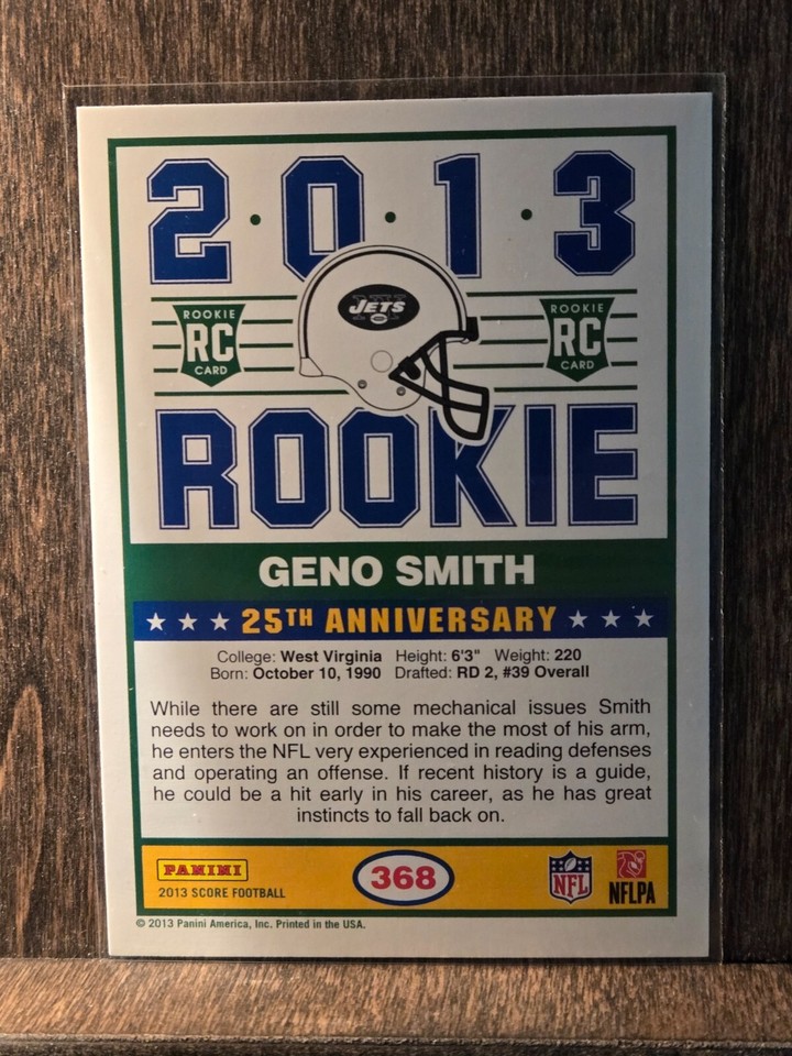 2013 Score Rookie Red Geno Smith #368 Rookie RC Card SP West Virginia ...