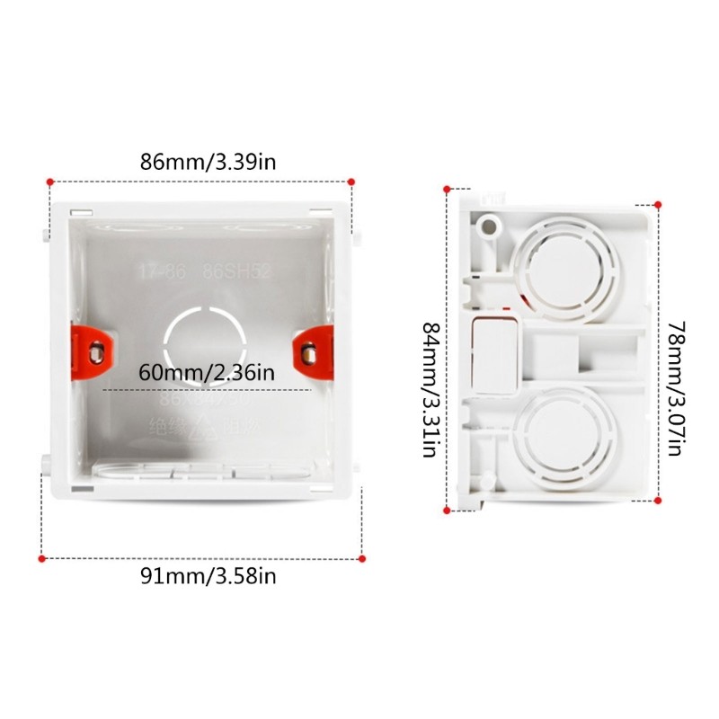 86-Type PVC Junction Box Wall Mount Cassette For Switch Socket Base ...