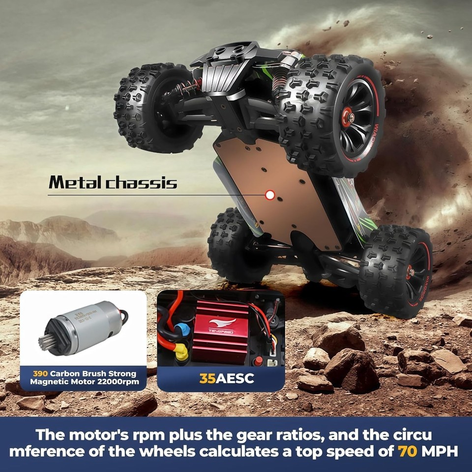 1/14 Brushless RC Cars for Adults Fast 50+ mph, RC Trucks 4x4 Offroad ...