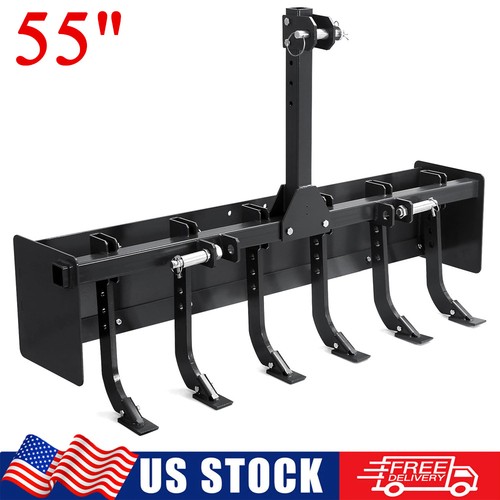 55" Width Box Blade Box Scraper w/ 6 Scarifier Shanks for Cat 0 & Cat 1 ...