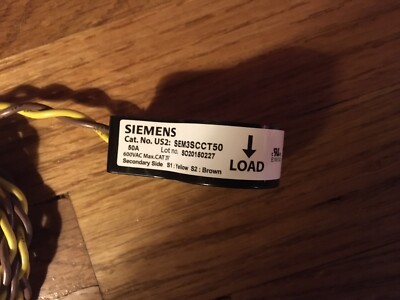 Siemens Cat. No. US2: SEM3SCCT50 Solid Core Current Transformer 600VAC ...