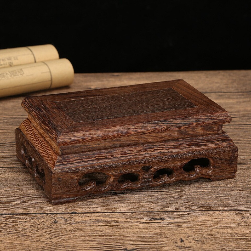 Retro Chinese Wood Fishbowl Display Vase Pot Planter Stand Bonsai Vase ...