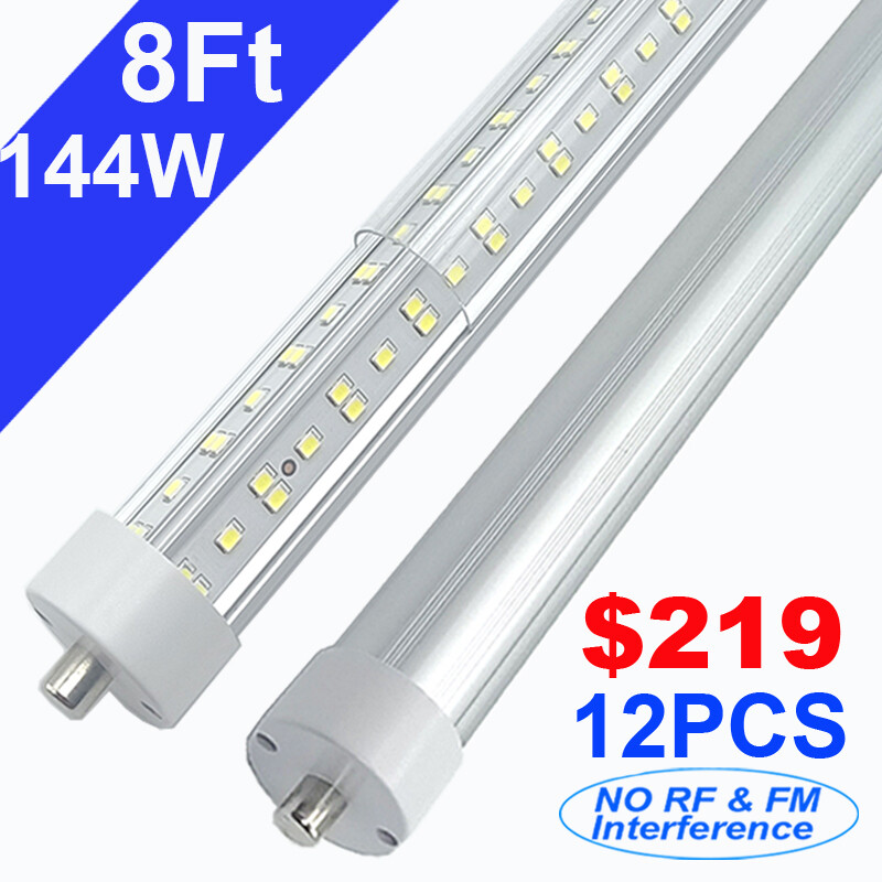 12/25 Pack 8 Ft Led Bulbs Single Pin FA8 T8 T12 8Foot Led Shop Lights ...
