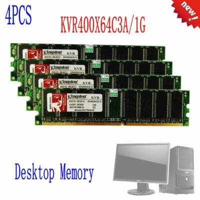For Kingston 4GB 4x 1GB DDR 400MHz PC 3200 184pin KVR400X64C3A/1G ...