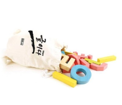 Korean HANGUL Alphabet Wooden Block Educational Learning Set 48p For ...