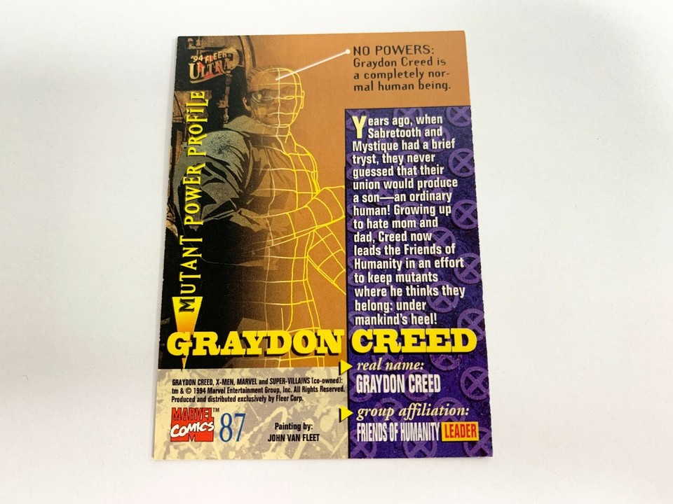 Graydon Creed 94 Fleer Ultra Marvel Card # 87 | eBay