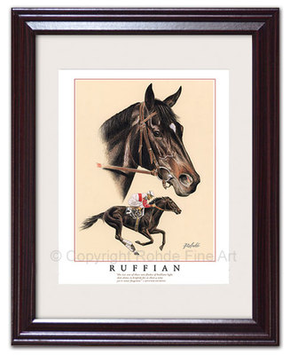 RUFFIAN - FRAMED HORSE RACING ART PRINT equine artist Rohde portrait ...