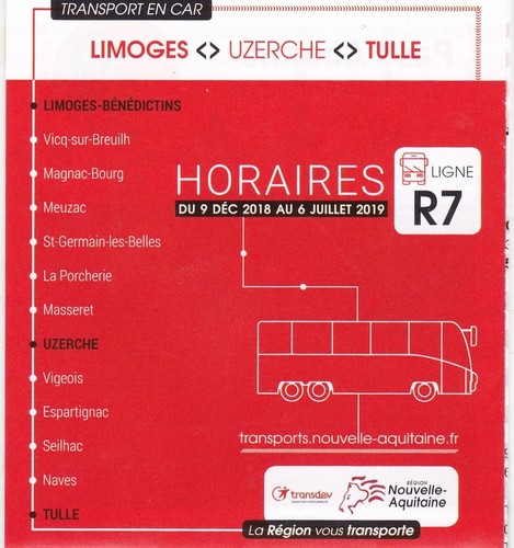 2019 TIME GUIDE - LINE R7 BUS CAR TULLE - UZERCHE - LIMOGES - BROCHURE ...