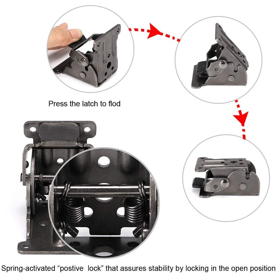 Foldable Table & Bed Bracket Hinge Hardware Self-Lock Extension Support ...