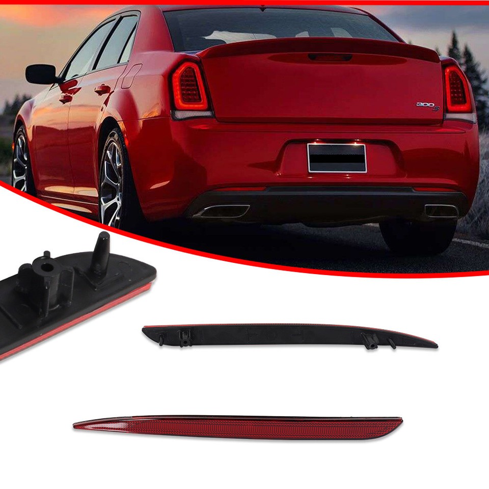 OE-Style Red Lens Rear Bumper Reflectors Lights For 2015-2022 Chrysler ...