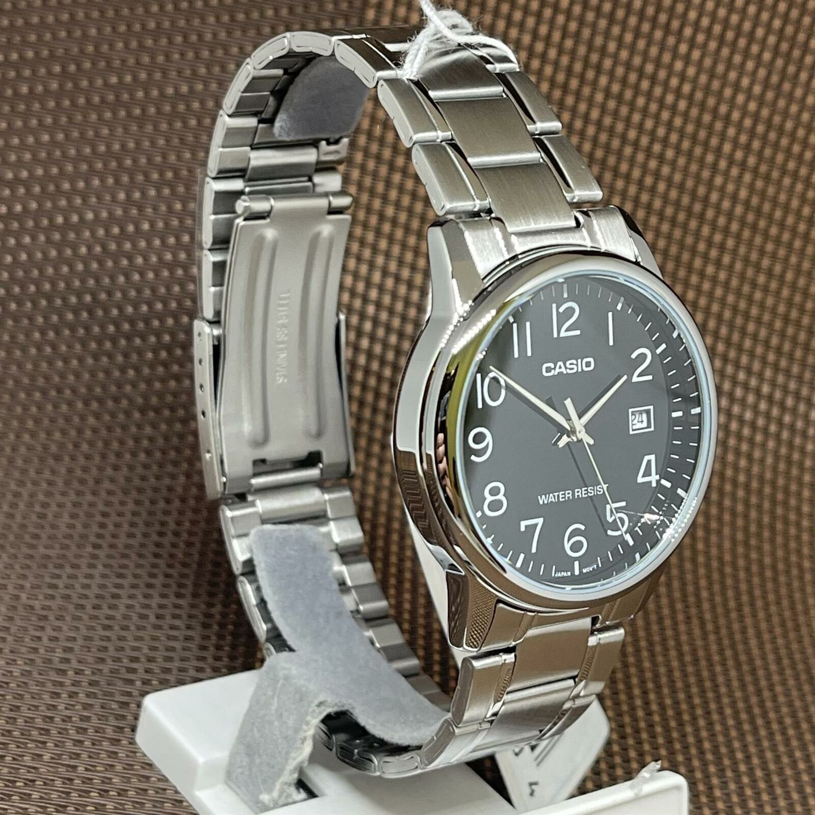 Casio MTP-V002D-1B Analog Black Dial Stainless Steel Date Quartz Men's ...