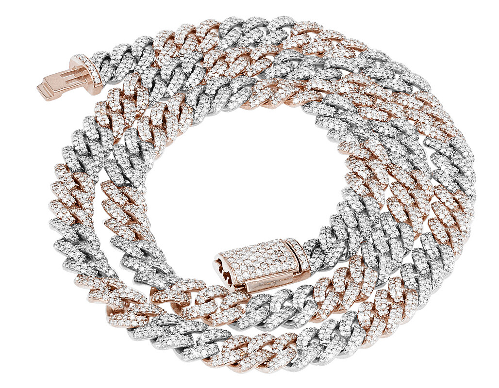 Miami Cuban 9 1/5 CT Real Diamond Chain Necklace Gold 8MM 16"-24" | eBay