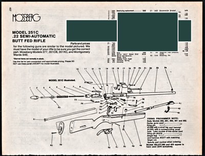 1996 MOSSBERG 251C ,22 Automatic Butt Fed Rifle Parts List AD | eBay