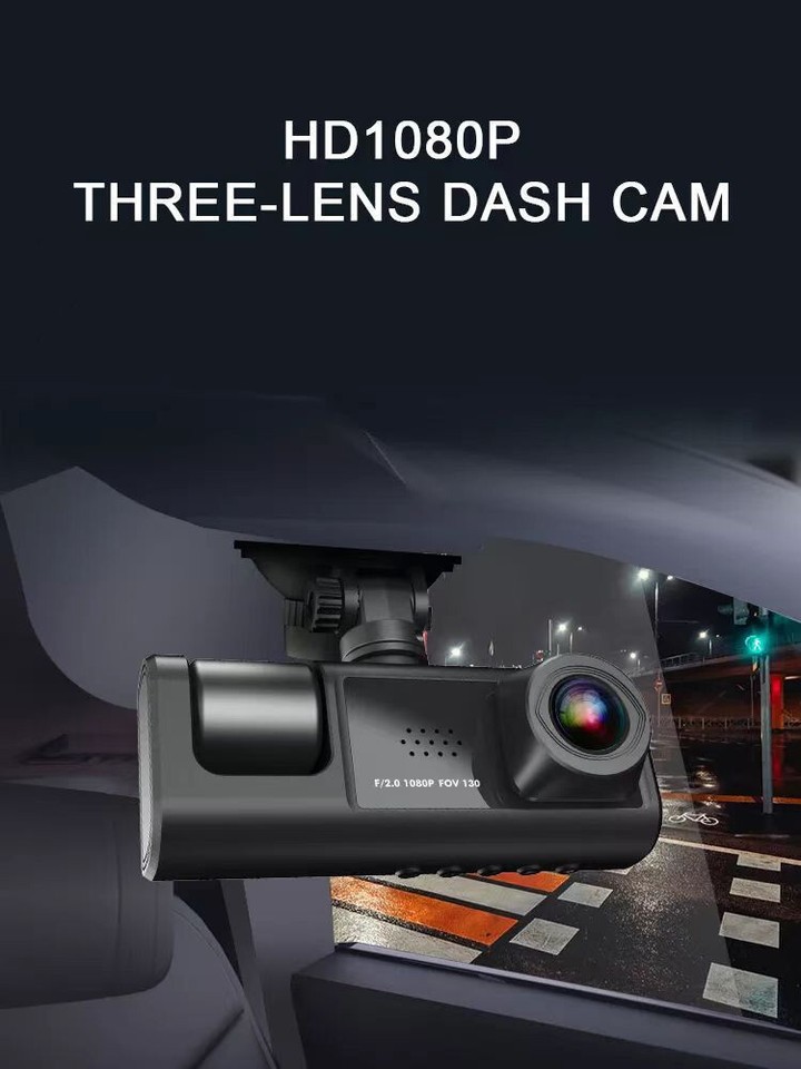 170° HD Car Dash Cam Front/Rear/Inside DVR Video Recorder Camera ...