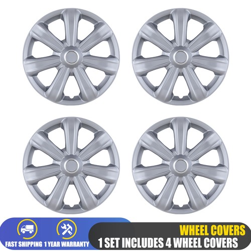 14in Set of 4 Silver Wheel Covers Snap On Full Hub Caps fits R14 Tire ...