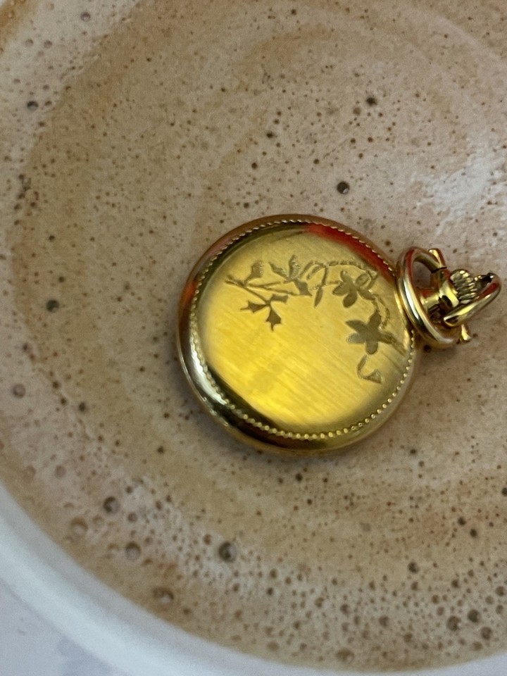 Berney Gold Tone Pendant Watch Quartz Ball Pendant Round Swiss Made ...