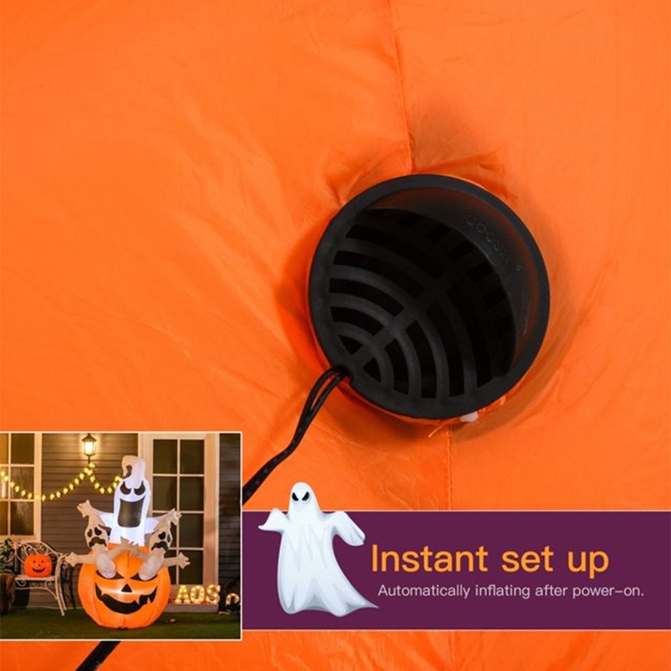 6FT Halloween Inflatables Outdoor Pumpkin and Ghosts Blow Up LED Yard ...