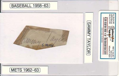 SAMMY TAYLOR Baseball 1962 METS Signed Vintage Cut Autograph COA | eBay