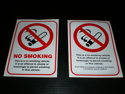 NO SMOKING double sided window sticker taxi van mini-bus coach car hire ...