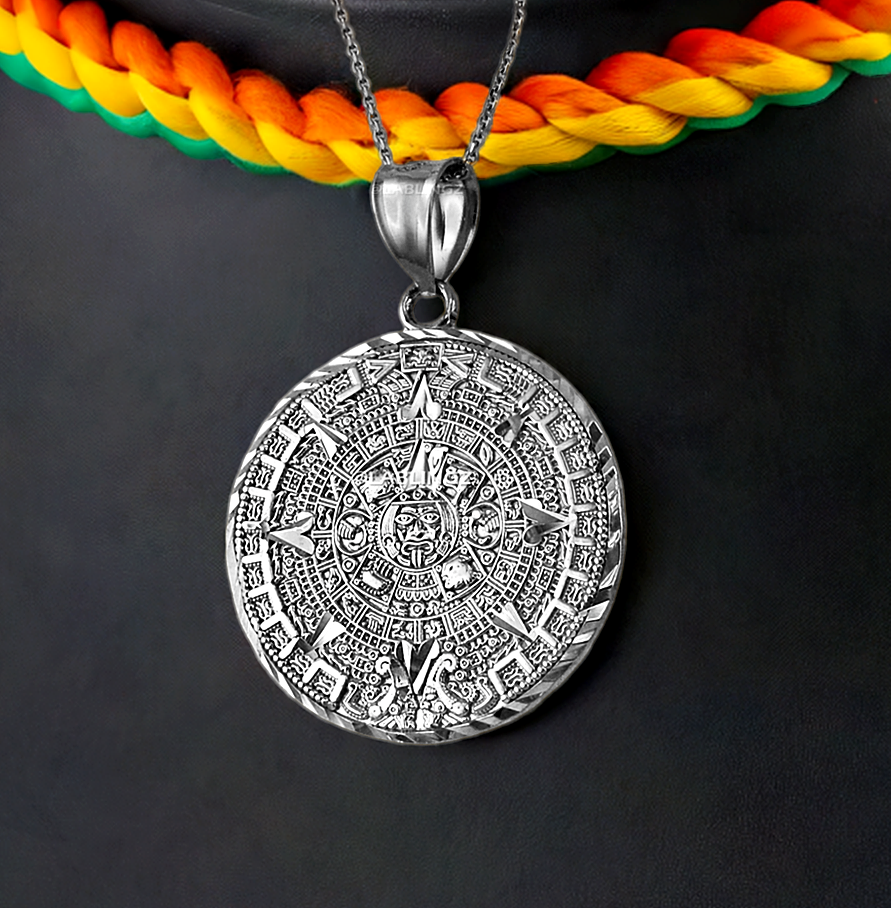 Gold Aztec Mayan Sun Calendar Pendant (S/M/L) 10k/14k | eBay