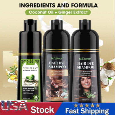 Hair Dye Color Shampoo 500ml Instant Fast Permanent Natural Coconut DYE ...