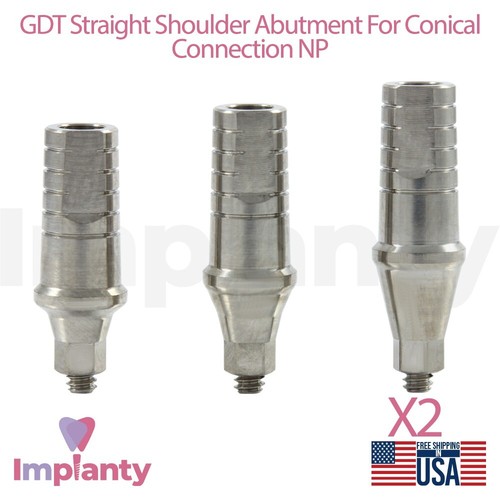 2x GDT Straight Shoulder Prosthetic 4.0mm Conical Hex Connection 2.5 NP ...