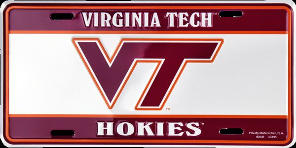 VIRGINIA TECH HOKIES CAR TRUCK TAG LICENSE PLATE METAL VT SIGN ...