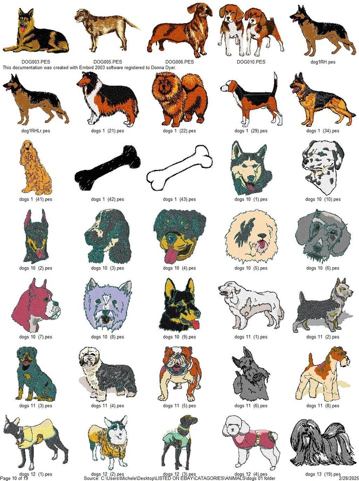 644 DOGS EMBROIDERY MACHINE DESIGNS COLLECTION PES USB DRIVE | eBay