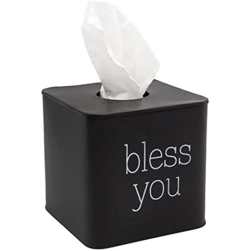 Square tissue box cover (black); modern farmhouse enamelware tissue ho ...
