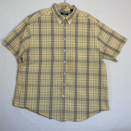 Roundtree & Yorke Shirt Mens size 3XT Yellow Navy Plaid Button Down ...