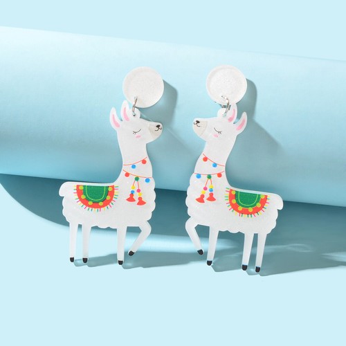 White Acrylic Lovely Sheep Dangle Lamb Earrings Cartoon Design ...