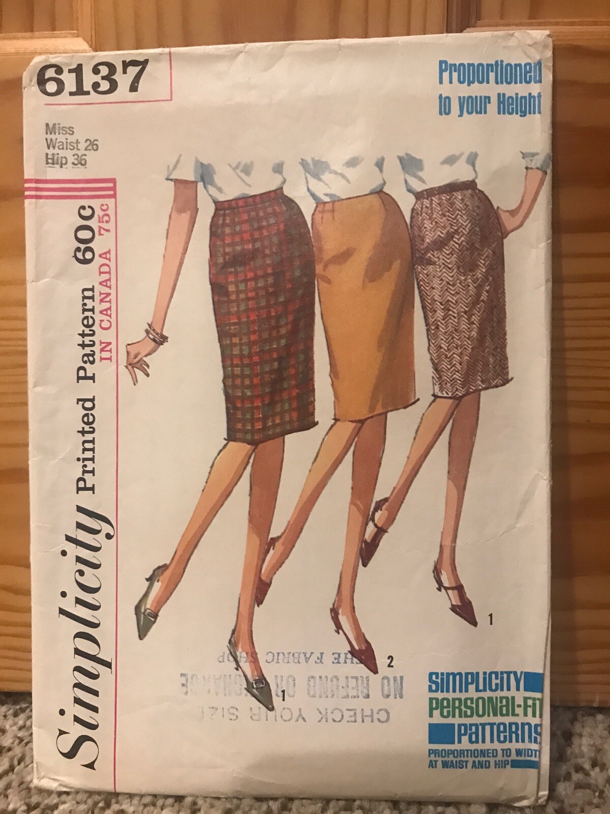 Vintage Simplicity Sewing Pattern 6137 Waist 26 Hip 36 Proportioned ...