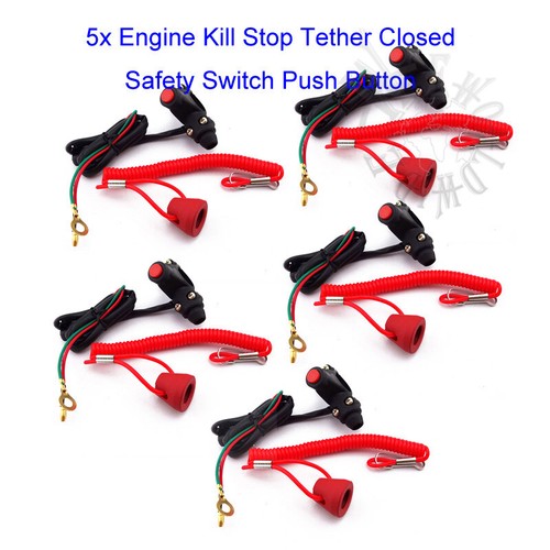5x Engine Kill Stop Tether Closed Safety Switch Push Button For Dirt ...