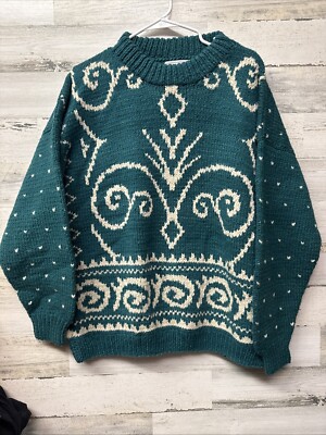 Vtg 100% Wool Sweater Merino Hand Made ECUADOR Oversized Chunky Heavy ...