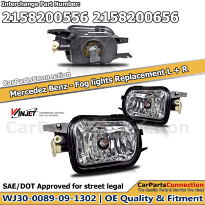 For 02-07 Mercedes Benz W203 C-Class Fog Lights Assembly Clear Lens ...