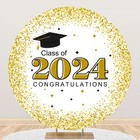 Round Gold 2024 Grad Congratulations Backdrop Photography Background ...