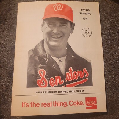 1971 Spring Training Baseball Program Washington Senators UNUSED Coca ...