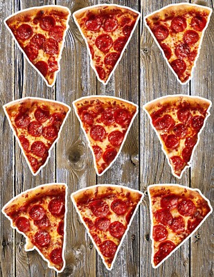 Pizza Slice Die Cut Vinyl Stickers Set Scrapbooking Laptop Water Bottle ...