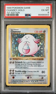 Pokemon Chansey 1st Edition Holo Shadowless Base Set 3/102 - PSA 6 | eBay