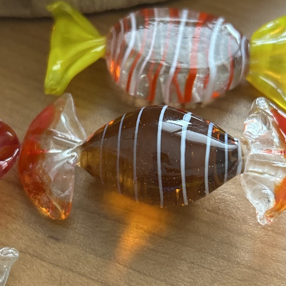 Vintage Murano Style Art Glass Wrapped Candy & Flower Glass Dish 7pc ...