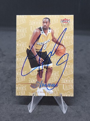 GILBERT ARENAS 2007-08 FLEER ULTRA #195 SIGNED IN PERSON AUTOGRAPH BLUE ...