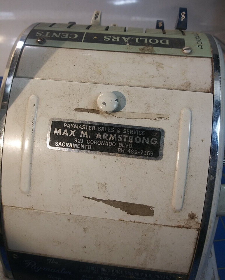 Vintage Paymaster 8000 Ribbon Writer Check Maker Stamp Embosser with ...