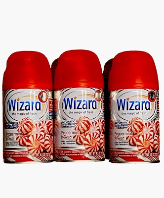 3 PACK Wizard Automatic Spray Refills PEPPERMINT TWIST Fits Glade ...
